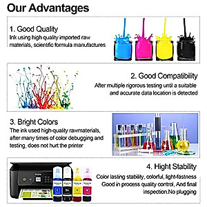 Printers Jack Compatiable Epson T522 Refill Ink Bottle Kit for Epson EcoTank ET-2720, ET-4700