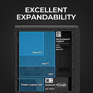 Zalman - S2 - ATX Mid-Tower PC Case - Full Acrylic Side Panel - Mesh Front Panel - 3x Case Fan 120mm Pre-Installed, Black