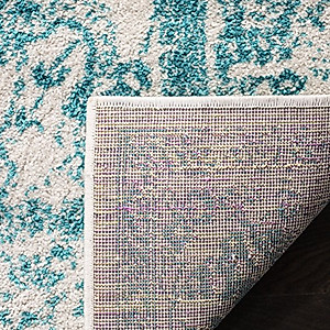 SAFAVIEH Adirondack Collection Area Rug - 8' x 10', Ivory & Teal, Oriental Distressed Design, Non-Shedding & Easy Care, Ideal for High Traffic Areas in Living Room, Bedroom (ADR109D)