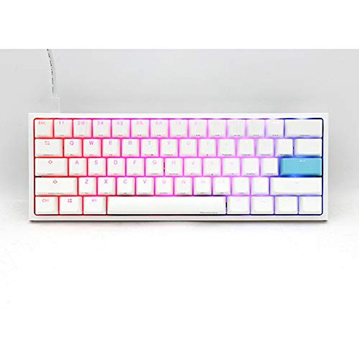 Ducky One 2 Mini Pure White - RGB LED 60% Double Shot PBT Mechanical Keyboard (Cherry MX Blue)