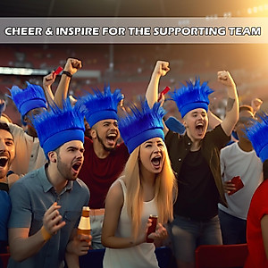 6 Pcs Hairy Costume Headband Crazy Trolls Flowy Hair Wig & Stickers, Halloween Spirit Day Themed Party Costume Accessory Sports Fans Cheering Headwear Supplies (Blue)