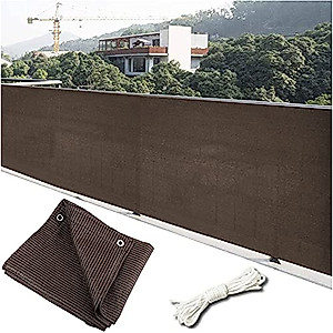 ALBN Balcony Privacy Screen Height 110cm/120cm Fence Windscreen HDPE Weather-Resistant for Outdoor, Backyard, Patio, Balcony Covering, with Eyelet (Color : Brown, Size : 110x550cm)