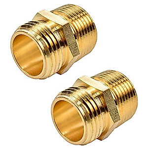 2 Pack 3/4" GHT to 3/4" NPT Male Connector, Brass Garden Hose Fitting, Male Hose Adapter