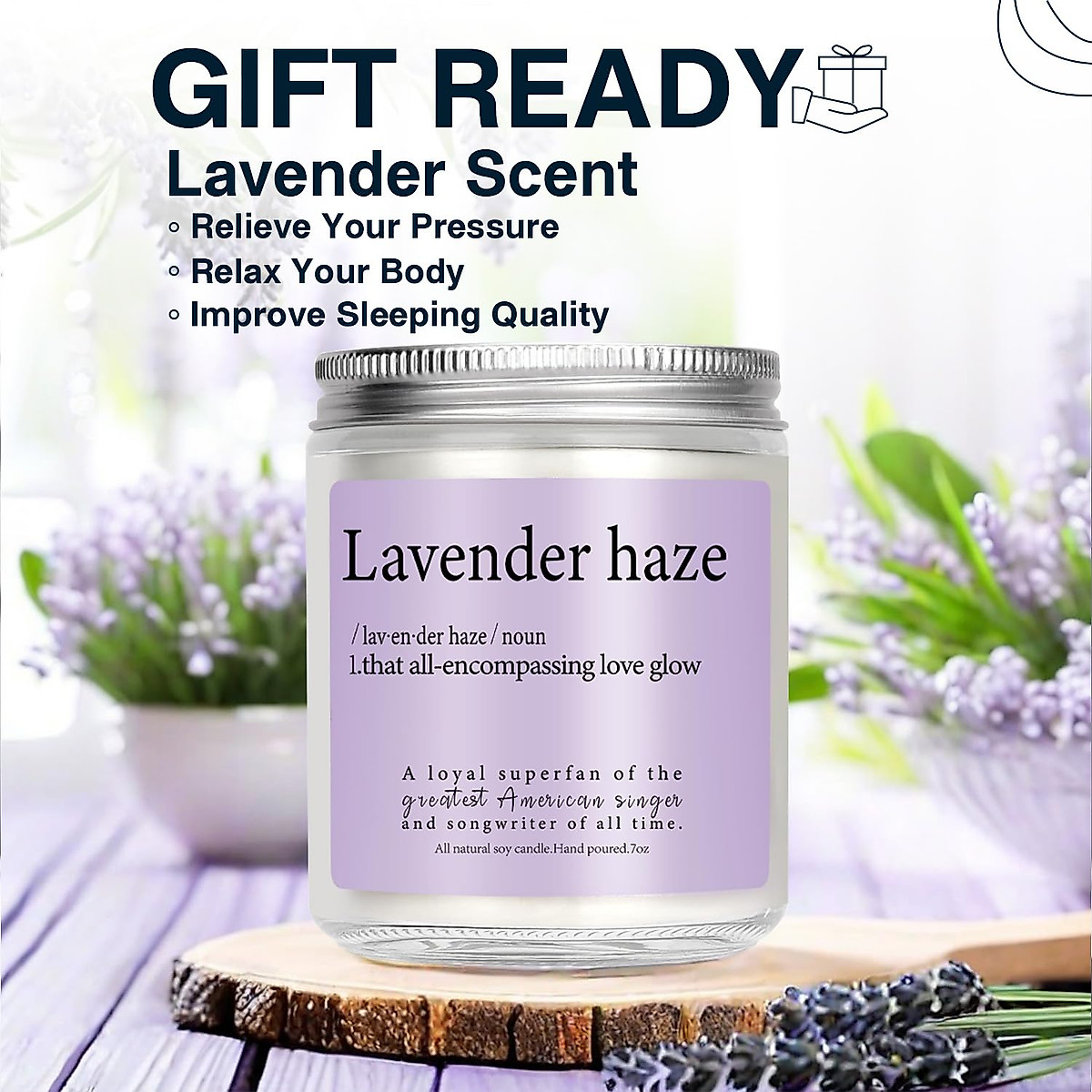 ForGreetMe TS Lavender Scented Candle, Music Lovers Gifts for Fans, Perfect TS Gifts for Women and Music Merch Singer Fans with Definition of TS, Best Birthday Gifts for Women