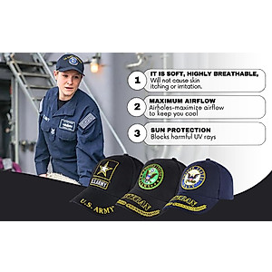 USMC Logo Hat for Men and Women, Officially Licensed Product, Adjustable Velcro Strap Baseball Cap - USMC Logo Embroidered Baseball Cap Beautifully Stitched Lettering on Front & Back (Navy Blue)