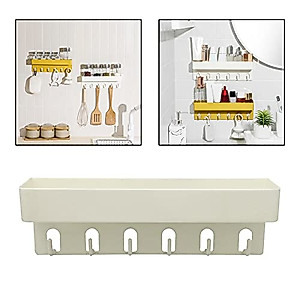 Bddalpke Bathroom Storage Shelf No Punching Towel Brush Wall Mounted Shower Basket Shower Caddy Basket for Bathroom Storage & Organization (White)