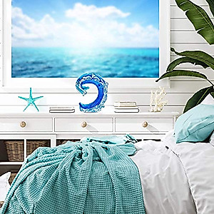 Beachcombers Rolling Ocean Coastal Table Top Nautical Decor Decoration Glass Art Blue