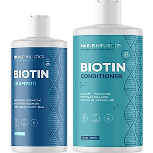 Volumizing Biotin Shampoo and Conditioner Set - Sulfate Free Shampoo and Conditioner for Dry Damaged Hair and Scalp Care - Volumizing Shampoo for Thinning Hair with Jojoba and Argan Oil for Hair Care