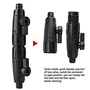 Aquarium Hose Valve, Fish Tank Hose Pipe Quick Release Connector Adapter Aquarium Filter Connector(12mm to 16mm)