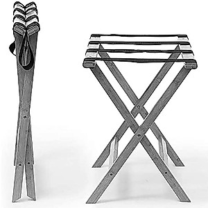 POSTERPOT Luggage Rack Suitcase Stand Foldable Double Layer 8 Bandages Solid Wood Easy to Assemble Travel Rack, for Hotel Bedroom (Color : D, Size : 80x47x65CM)