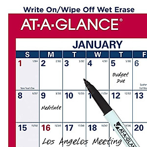 AT-A-GLANCE 2023 Erasable Calendar, Dry Erase Wall Planner, 36" x 24", Large, Vertical/Horizontal, Reversible (PM26B28)