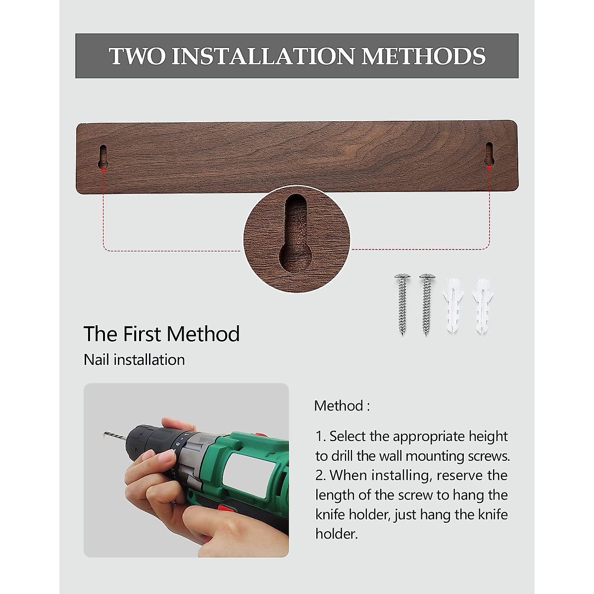 XINZUO Walnut Wood Knife Magnetic Strips 16 Inch, Double Row Round Magnets Magnetic Knife Holder for Wall -Magnetic Knife Bar- Works With Kinds of Kitchen Tools -Space Saver Knife Rack