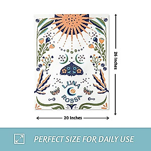 Folkulture Kitchen Towels with Hanging Loop, Set of 3-100% Cotton Kitchen Towels and Dishcloths Sets, Farmhouse Dish Towels or Tea Towels, 20 x 26 inches (Luna Rosa)