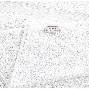 White Bath Towels 27" x 54" Quick-Dry High Absorbent 100% Turkish Cotton Towel for Bathroom, Guests, Pool, Gym, Camp, Travel, College Dorm (White, 4 Pack Bath Towel)