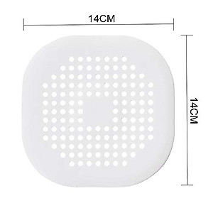 Square Drain Cover for Shower TPR Drain Hair Catcher Flat Silicone Plug for Bathroom and Kitchen Under Sink Filter Shower Drain Protection Flat Strainer Stopper (White&Grey)