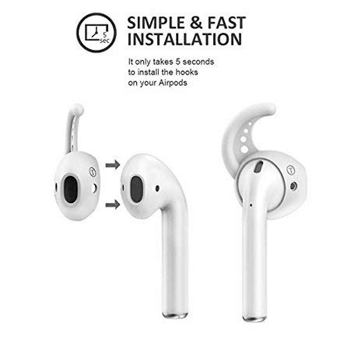 Ear Hooks [8 pairs] Covers for Apple AirPods 1 & 2 or iPhone Wired Headphones, Earphones, Earbuds