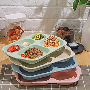 8 Pieces Large 12 Inch Unbreakable Divided Plates Dinnerware Set Microwave Dishwasher Tray Lightweight Plates Unbreakable Tableware for Kitchen Picnic