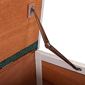 2-Story Wooden Rabbit Hutch Indoor Outdoor Guinea Pig Cage with Ventilation Door, Removable Tray, Ramp, Waterproof Roof, Water Bottles, Solid Wood Hamster/Bunny Hutch for Small Animals (Orange)