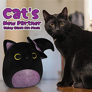 KOPHINYE Halloween Plush Black Cat Plush - 9inch Black Cat Stuffed Animal Witch Kitten Plushie - Cute Stuffed Toys Decorations for Kids