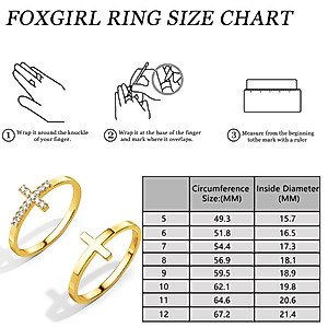 Foxgirl Cross Gold Rings for Women, Dainty Trendy Stackable Ring Set 14k Gold Plated Thin Cz Cross Finger Rings for Women Non Tarnish Simple Statement Rings Wedding Bands Gold Jewelry Size 5-10