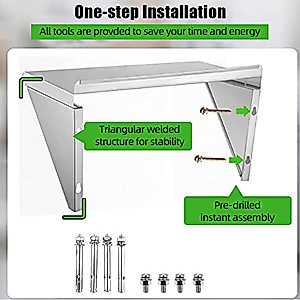BouPower Stainless Steel Wall Shelf, 12'' x 24'', [NSF Certified] 230 lbs Load Heavy Duty Commercial Wall Mount Shelving, Metal Kitchen Rack for Restaurant, Home, Kitchen, Hotel, Laundry Room, Bar
