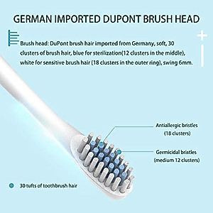 Sonic Electric Toothbrush Rechargeable Ideal for Adults Children, 6 Optional Modes IPX7 USB Fast Charging Electric Ultrasonic Toothbrush with 2 min Build in Timer & 4 Replacement Brush Heads（Black）