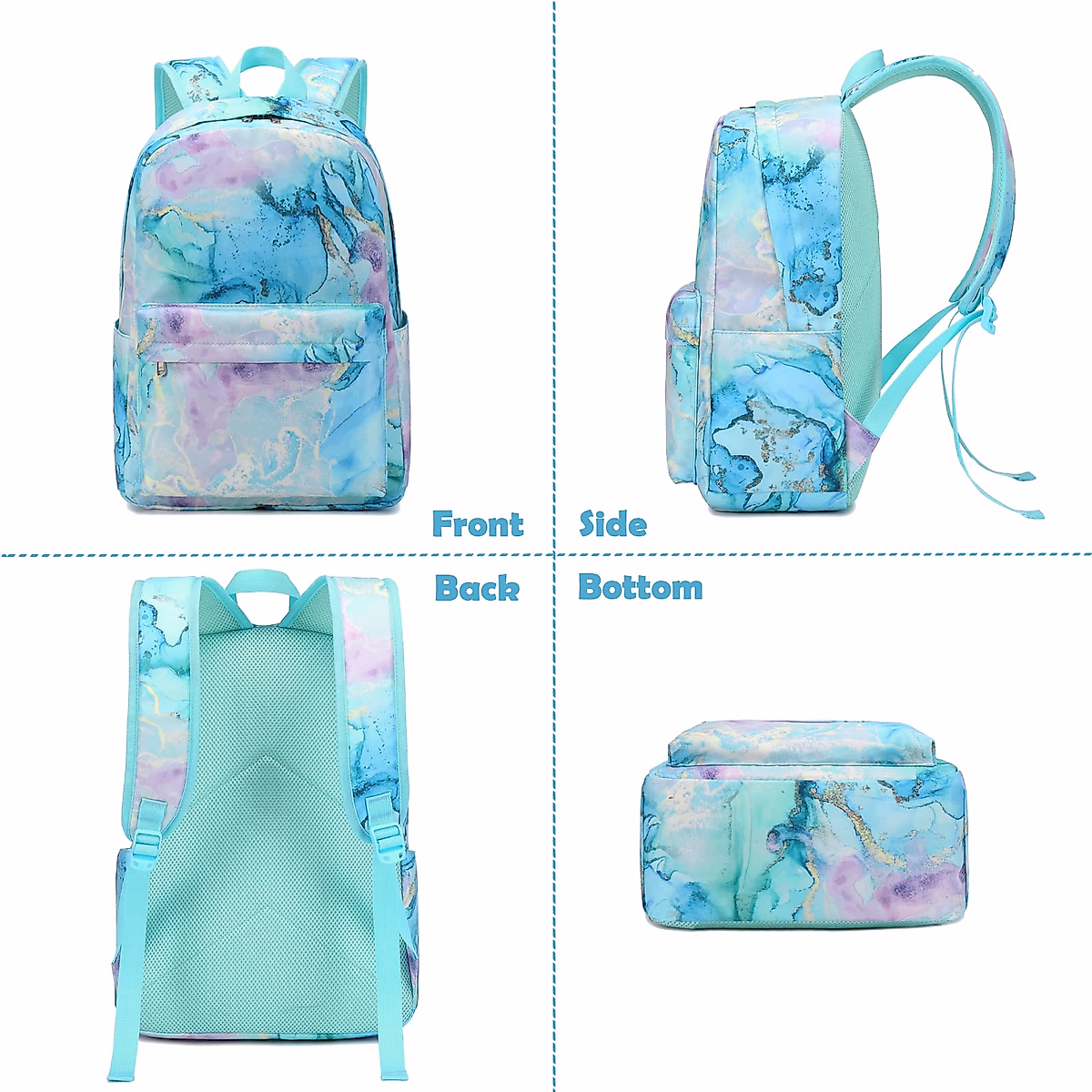 Girls Bookbag with Lunch Box for School, 3PCS Backpack for Girls with Lunch Bag & Pencil Case, Large Capacity Kids Schoolbag for Preschool Kindergarten Elementary