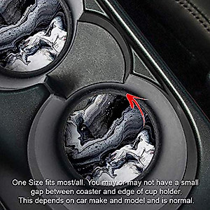 Black Marble | Car Coasters for Drinks Set of 2 | Perfect Car Accessories with Absorbent Coasters. Car Coaster Measures 2.56 inches with Rubber Backing.
