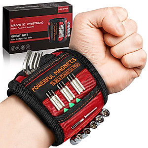 2P Magnetic Wristband Stocking Stuffers for Men, Tool Belt Magnet Wrist for Holding Screws Nails Drill Bits Cool Gadget Christmas Birthday Dad Him Husband Women Who Have Everything Wants Nothing