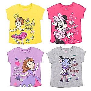 Disney Sofia The First Minnie Mouse Vampirina Fancy Nancy Little Girls 4 Pack T-Shirts Multicolor 6X