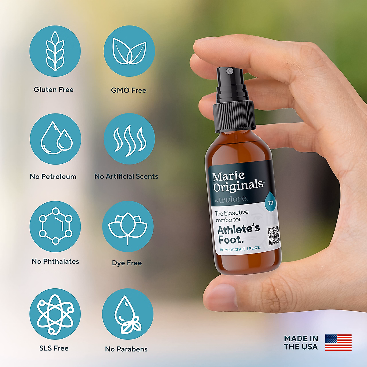 Athletes Foot Spray - Extra Strength - Natural Ingredients Itchy Skin Relief, Ringworm, Jock Itch, Odor | Apple Cider Vinegar Remedy for Men, Women | Marie Originals