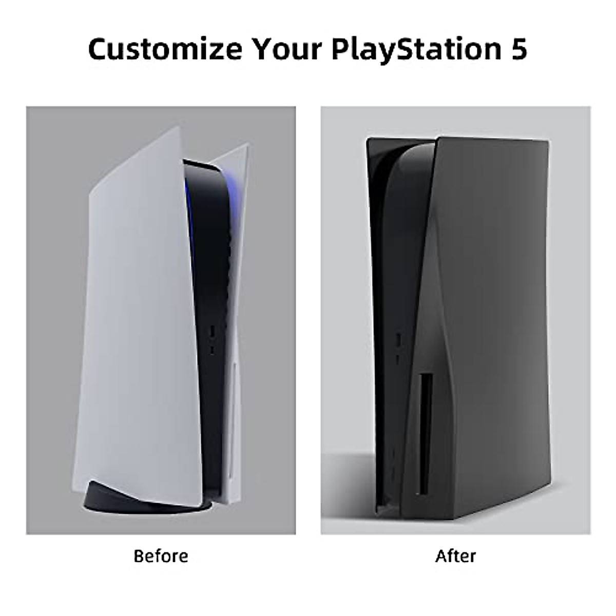 NexiGo PS5 Accessories Faceplate for Playstation 5 Disc Edition, ABS Anti-Scratch Dustproof Protective Shell Cover, Replacement Face Plate for PS5 Disc Edition (Black)