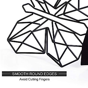 Alsonerbay Bookends Geometric Decorative Metal Book Stoppers Abstract Creative Book Supports, Book Holders for Shelves, Butterfly Book Ends for Office 1 Pair (Black)