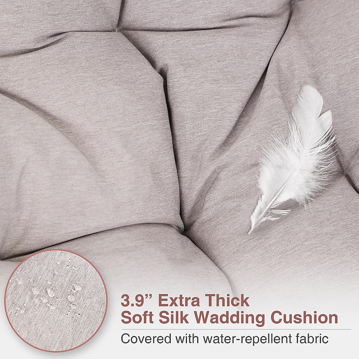 PHI VILLA Outdoor Papasan Chairs Set of 2, Oversized Scoop Wicker Chairs with Cushions & Steel Frame, Double Comfy Conversation Reading Chairs Furniture for Apartment Patio, Porch, Deck, Balcony