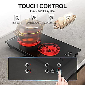 GIHETKUT Electric Cooktop,Built-in and Countertop Electric Stove Top, 2100W 110V induction Cooktop, 9 Heating Level, Timer & Kid Safety Lock, Sensor Touch Control