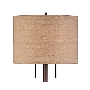 Possini Euro Design Garth Modern Industrial Standing Floor Lamp 63 1/2" Tall Oil Rubbed Bronze Brown Metal Burlap Fabric Drum Shade Decor for Living Room Reading House Bedroom Home Office House