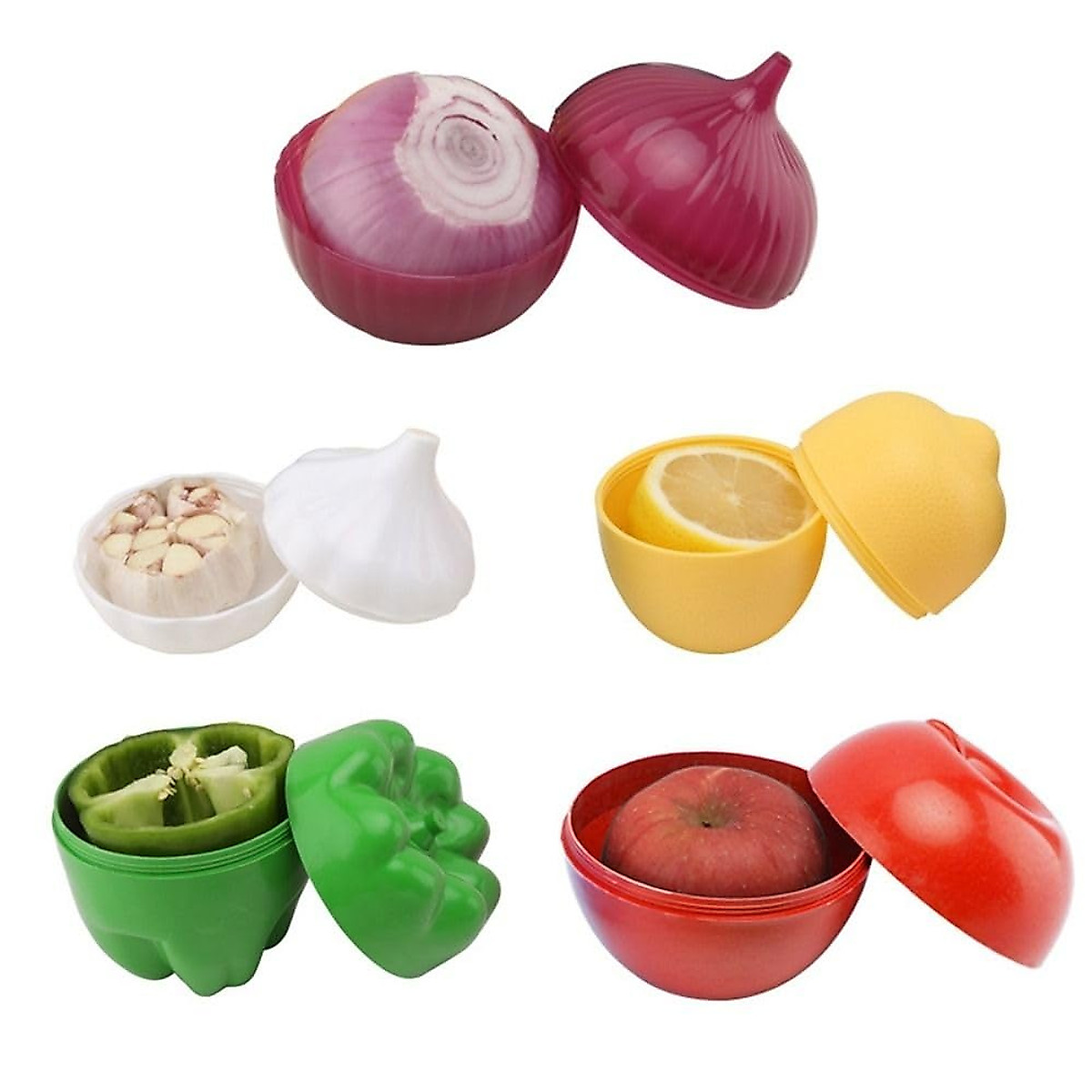 Garlic Saver Container Green Pepper Garlic Vegetable Fruit Containers White Plastic Fresh-Keeping Reusable Refrigerator Storage Box(Lemon)