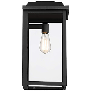 John Timberland Eastcrest Modern Outdoor Wall Light Fixture Textured Black 18 1/2" Clear Glass Panels for Exterior Barn Deck House Porch Yard Patio Outside Garage Front Door Garden Home Roof