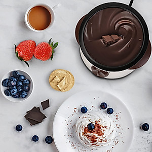 Micnaron Chocolate Fondue Pot, Mini Electric Chocolate Melting Pot, Chocolate Maker Chocolate Marshmallow Candy Melting Warming Fondue Set Dipping Pot with 10pcs Forks & Removable Pot for Party, White