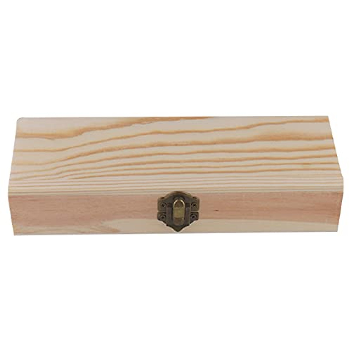 Wooden Stationery Case with Metal Lock,Solid Rectangular DIY Painted Pencil Case Storag (1)