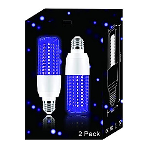 Kapata 15W LED UV Black Light Bulb Energy Saving UV Black Lights UVA Level 395-400nm, Glow in The Dark , 100W Black Fluorescent Light Equivalent E26 120V , 2- Pack