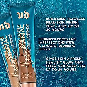 Urban Decay Hydromaniac Tinted Moisturizer - Dewy Medium Coverage Foundation - 24HR Hydration - With Kombucha Filtrate + Marula Oil - Lightweight Healthy Glow – Vegan - 51 Medium Neutral - 1.1 Fl. Oz