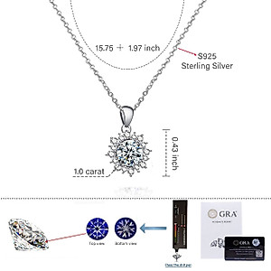 BLIVSTAR Moissanite Necklaces for Women 925 Sterling Silver Necklace with 1CT Diamond 18K Plated Pendant Dainty Jewelry Gift for Women Mom Girls