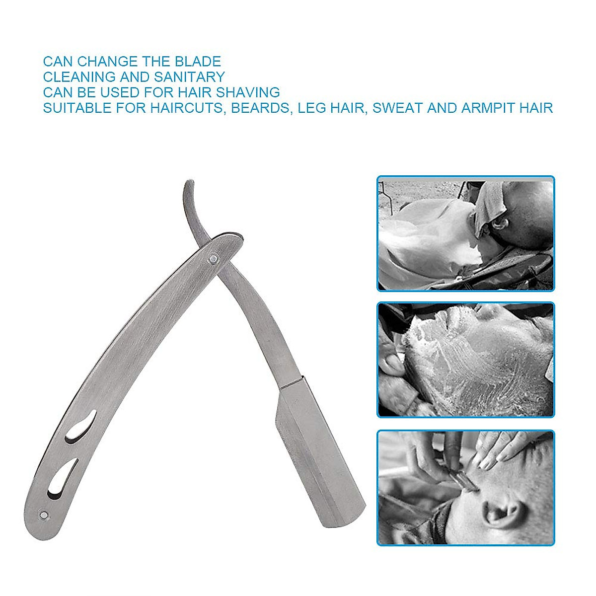 Barber Straight Razor, Stainless Steel 74 Manual Shaving Blade Holder Barber Folding Shaving Knife Rack(#1)