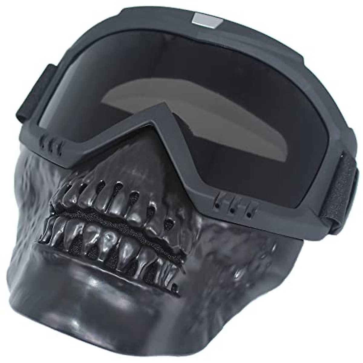 Skull Motorcycle Goggles with Removable Face Mask，Anti-UV Adjustable MX Riding Offroad Cycling Motorbike Protective Glasses Dirt Bike ATV Motocross Eyewear Racing Combat Tactical Military Goggles