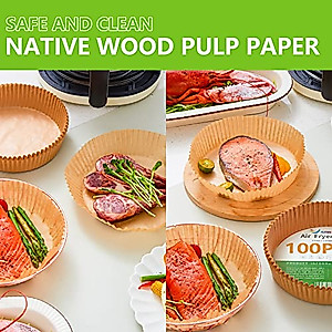 Air Fryer Parchment Paper Liners, Parchment Paper for Baking, Diposable Air Fryer Liner Round, Air Fryer Paper Liners, Air Frier Cookers Liners, Baking Paper, Oven Liner - 100 PCS