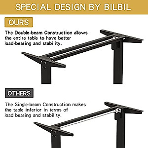 Jceet Adjustable Height L-Shaped 59 Inch Electric Standing Desk - Sit Stand Computer Desk with 3 Splice Board, Lockable Casters, Stand Up Desk Table for Home Office, Black Frame and Rustic Brown Top