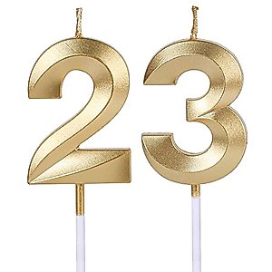 Gold 32nd & 23rd Birthday Candles for Cakes, Number 23 32 Candle Cake Topper for Party Anniversary Wedding Celebration Decoration