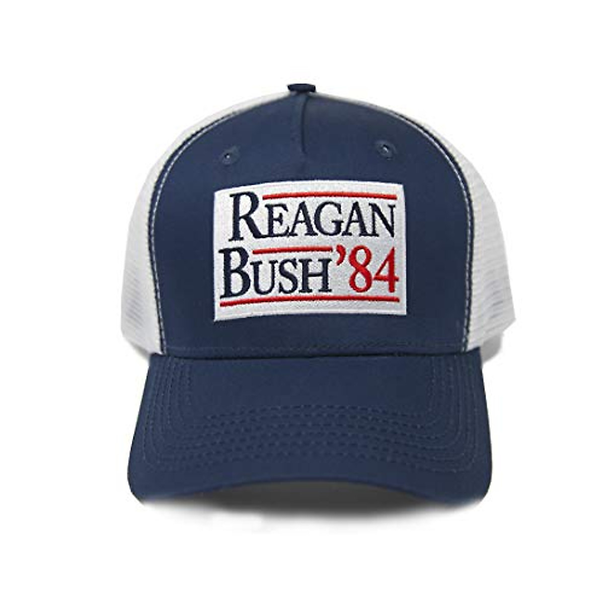 Urban Ridge Reagan Bush ’84 Adult Trucker Hat Snapback, Navy Blue with Embroidered Patch