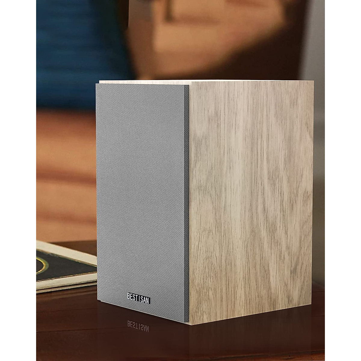 BESTISAN Bookshelf Bluetooth Speakers, Powered 2.0 Stereo 50W Home Audio Bookshelf Stereo Speakers for Turntables, Record Player, Desktop, TV, RCA Input, Wooden Enclosure, Pair